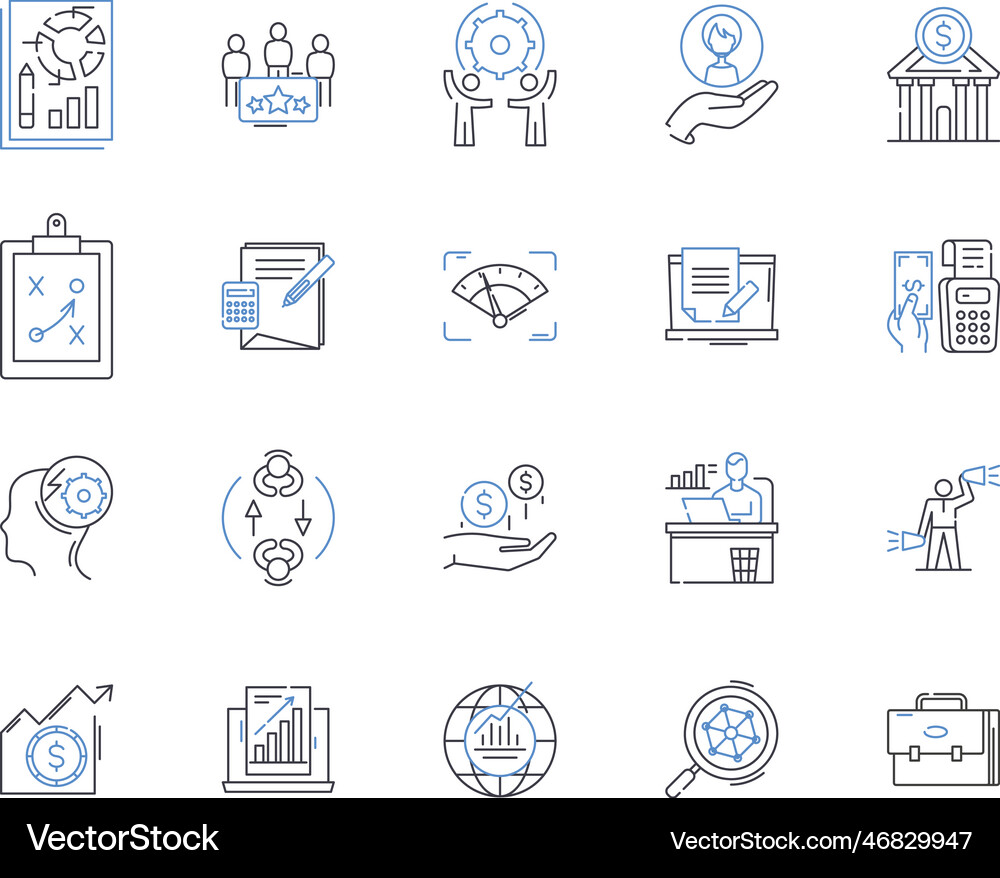 Financial reporting line icons collection Vector Image