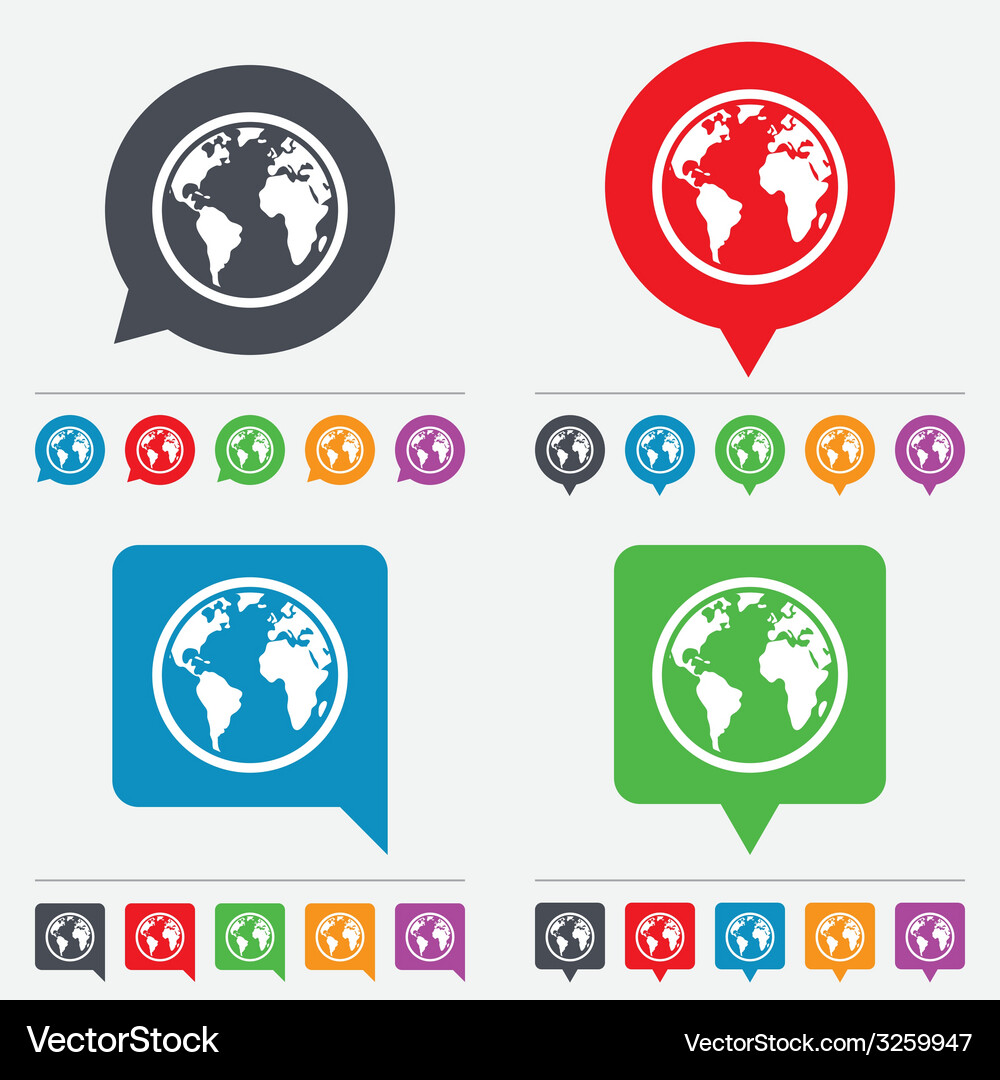 Globe sign icon world map geography symbol Vector Image
