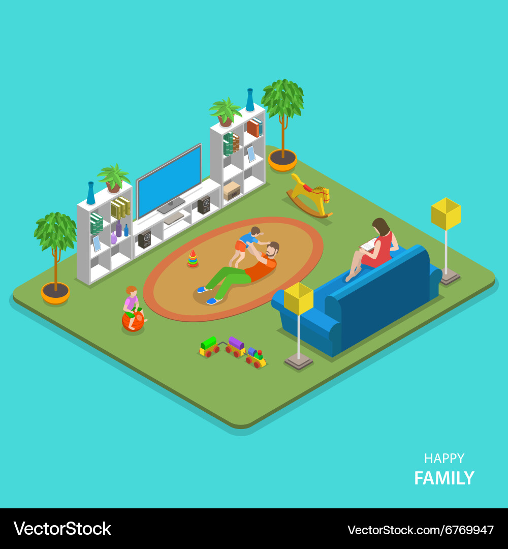 Happy family isometric flat concept Royalty Free Vector