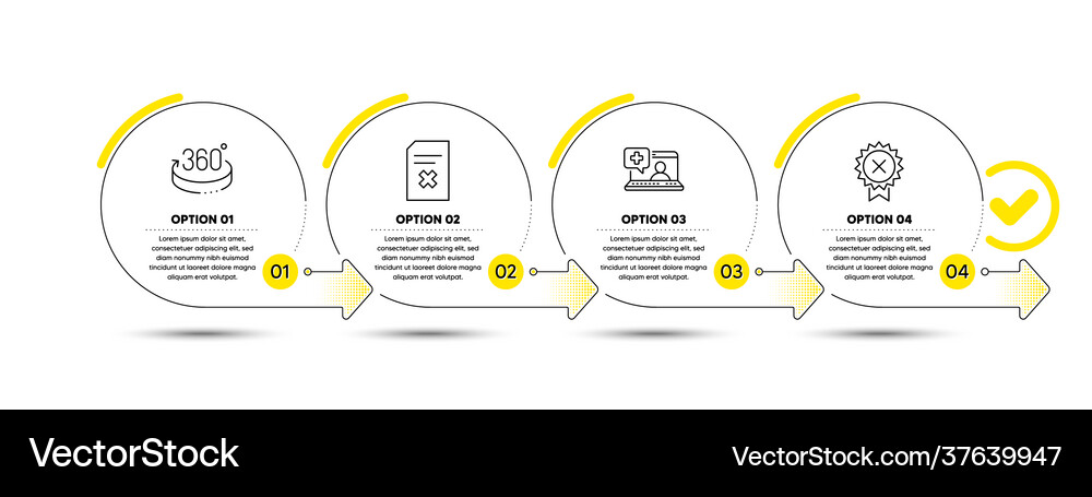 Medical help 360 degrees and delete file icons Vector Image