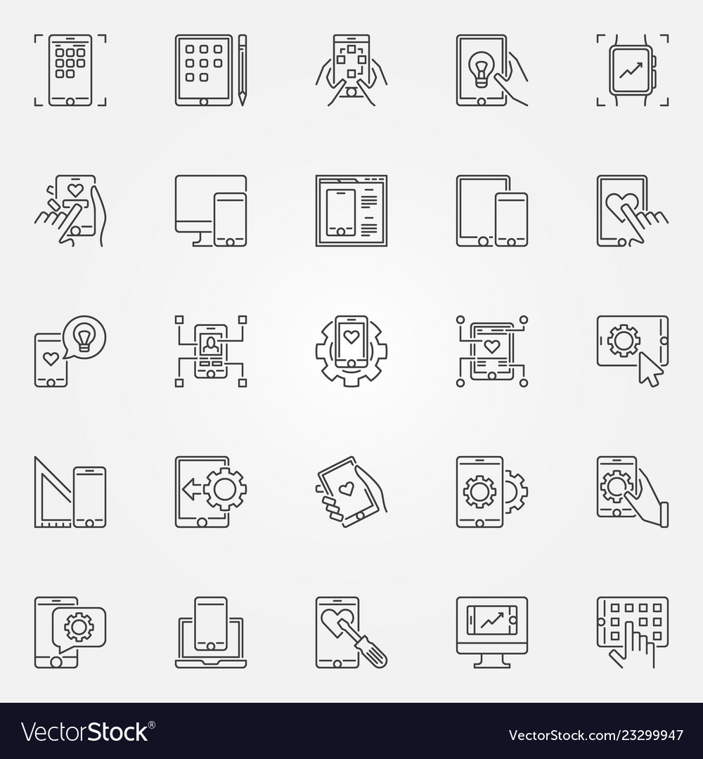 Mobile app development outline concept Royalty Free Vector