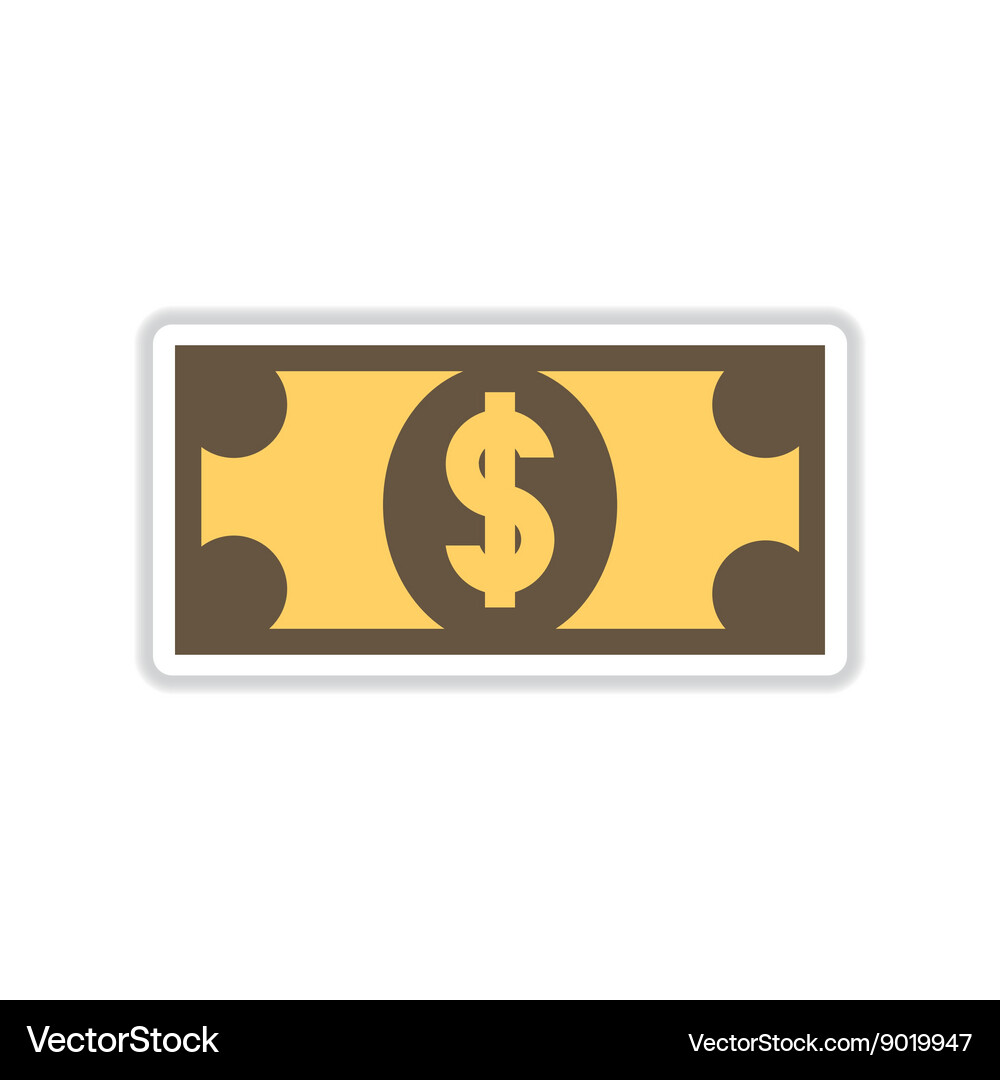 Paper sticker on white background dollar banknote Vector Image