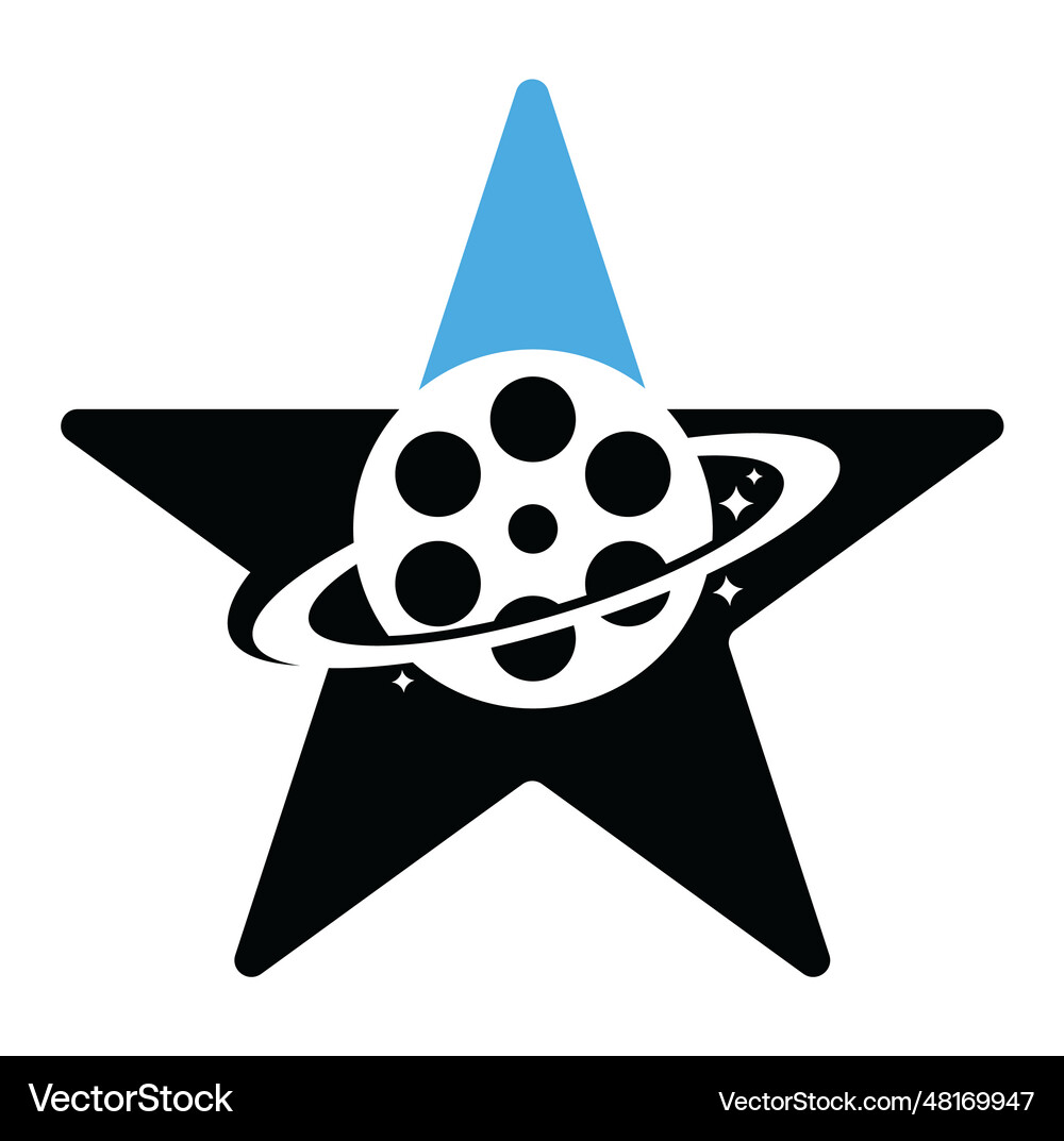 Planet film star shape concept logo design Vector Image