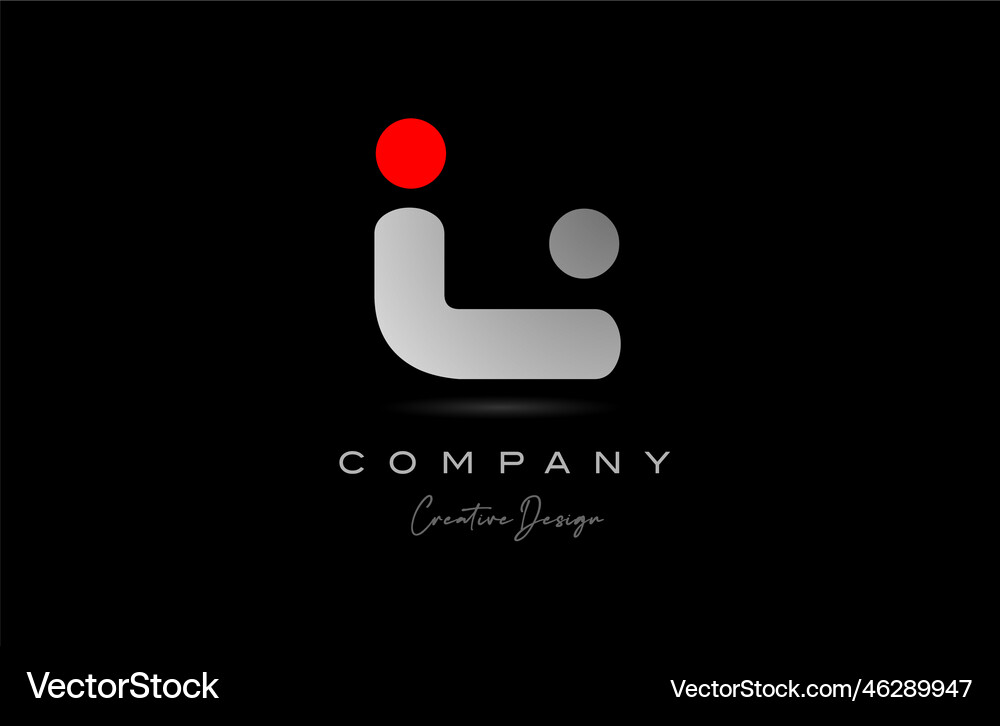 Red grey l alphabet letter logo icon design Vector Image