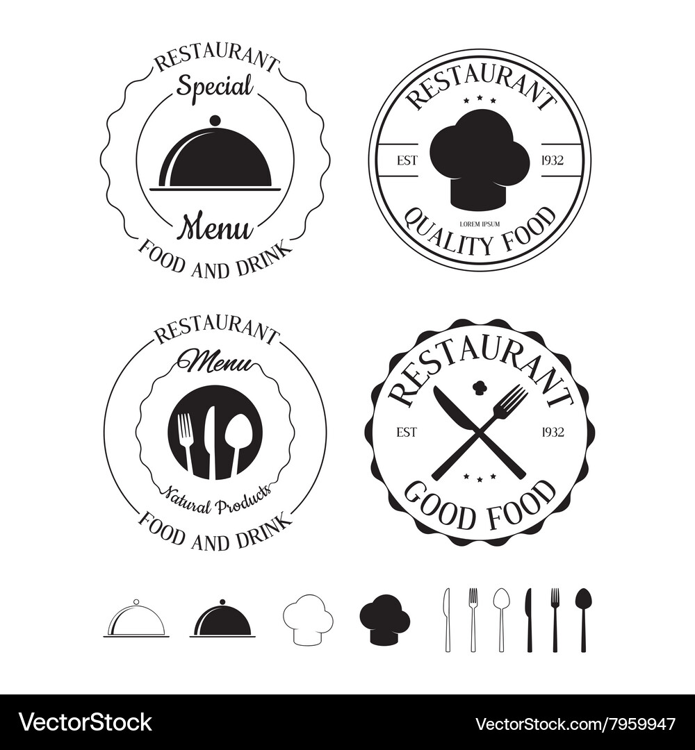 Set of restaurant logos labels Royalty Free Vector Image