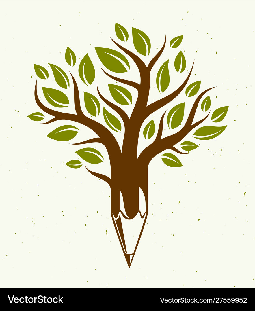 Beautiful tree with pencil combined into a symbol Vector Image