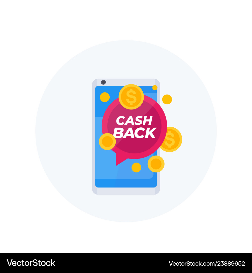 Cashback offer icon with smartphone Royalty Free Vector