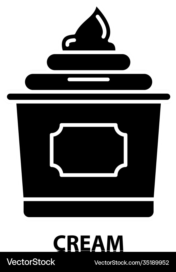 Cream symbol icon black sign with editable Vector Image