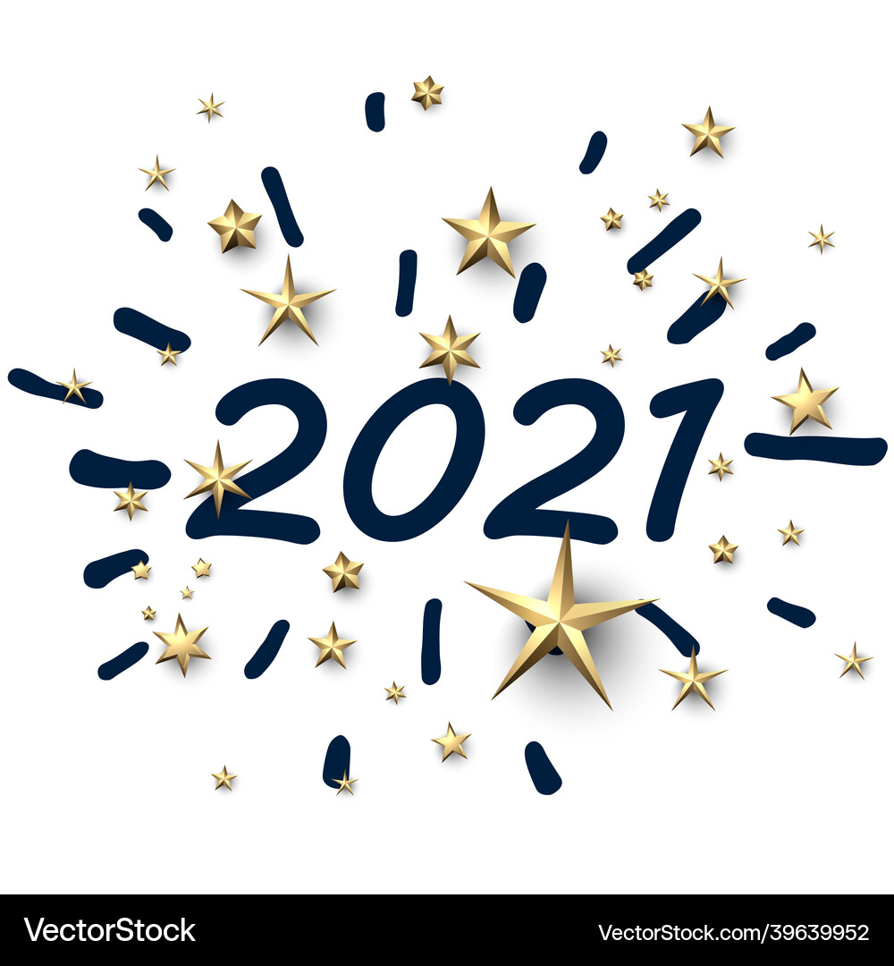 Creative 2021 blue sign with stars Royalty Free Vector Image