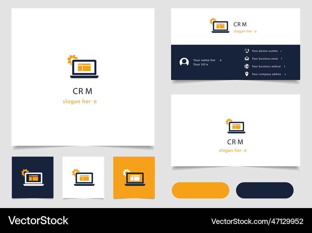 Crm logo design with editable slogan branding Vector Image