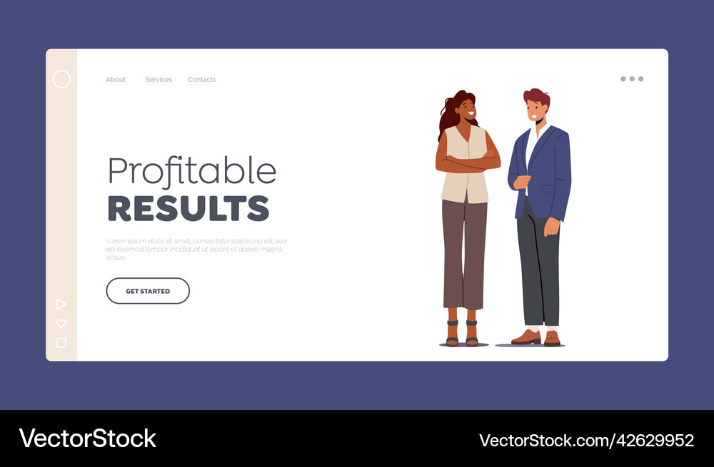 Profitable results landing page template business Vector Image