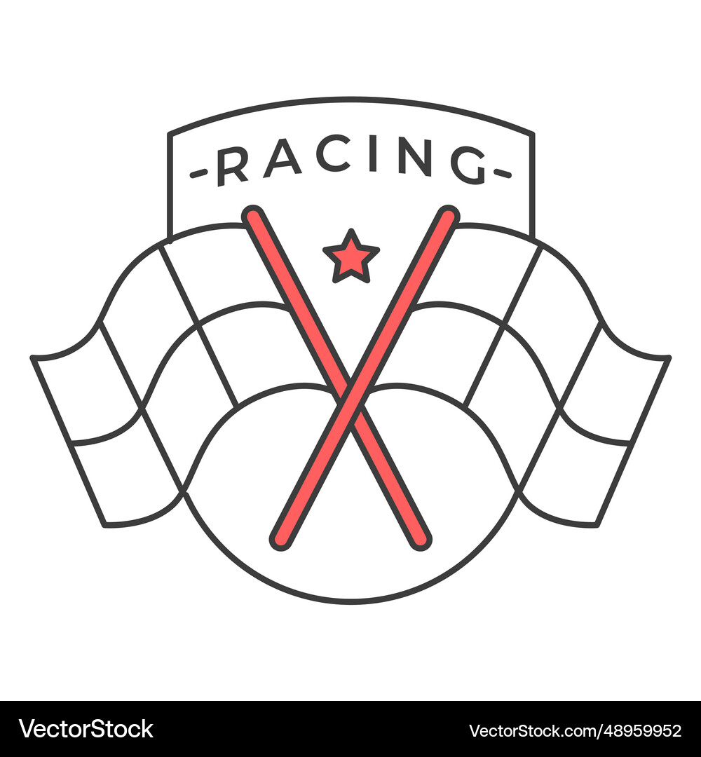 Racing flag star colored badge sticker Royalty Free Vector