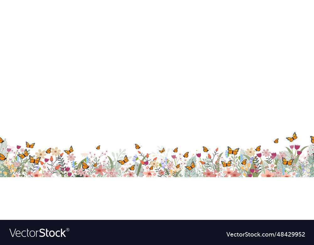 Seamless pattern flower border Royalty Free Vector Image