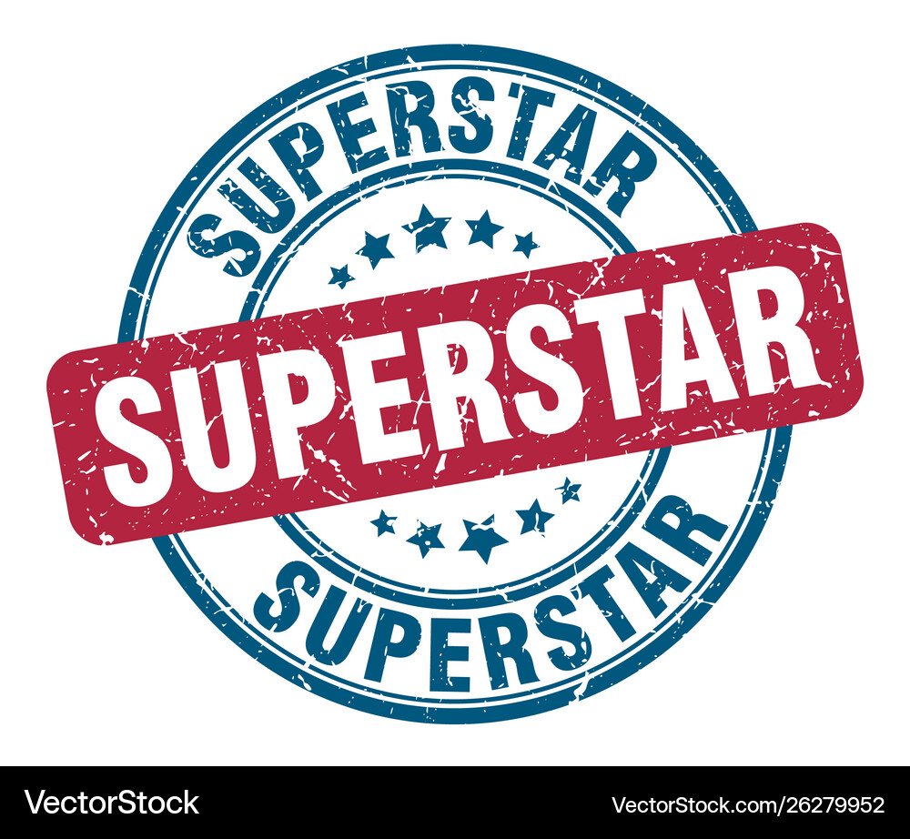 Superstar stamp round grunge sign Royalty Free Vector Image