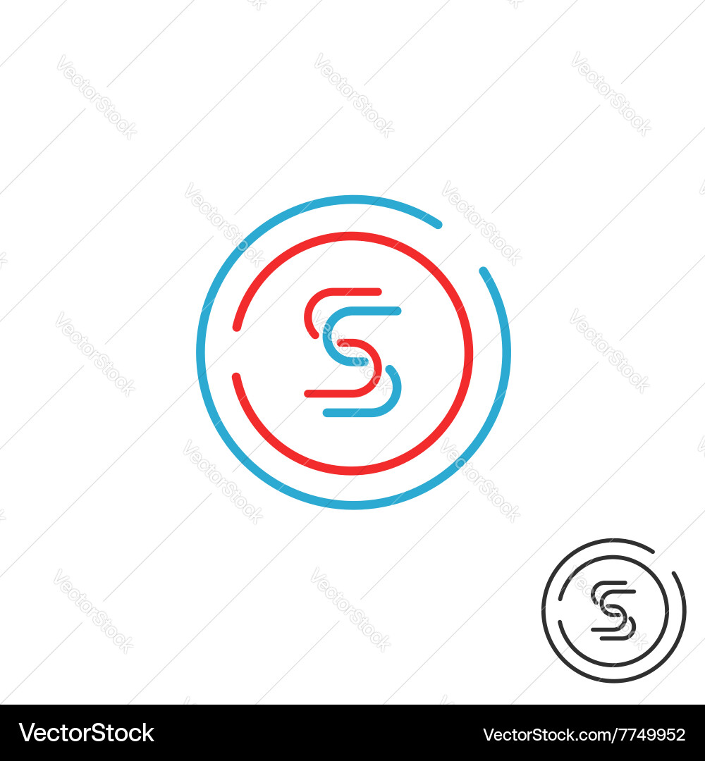 Two letter s logo mockup monogram blue and red Vector Image