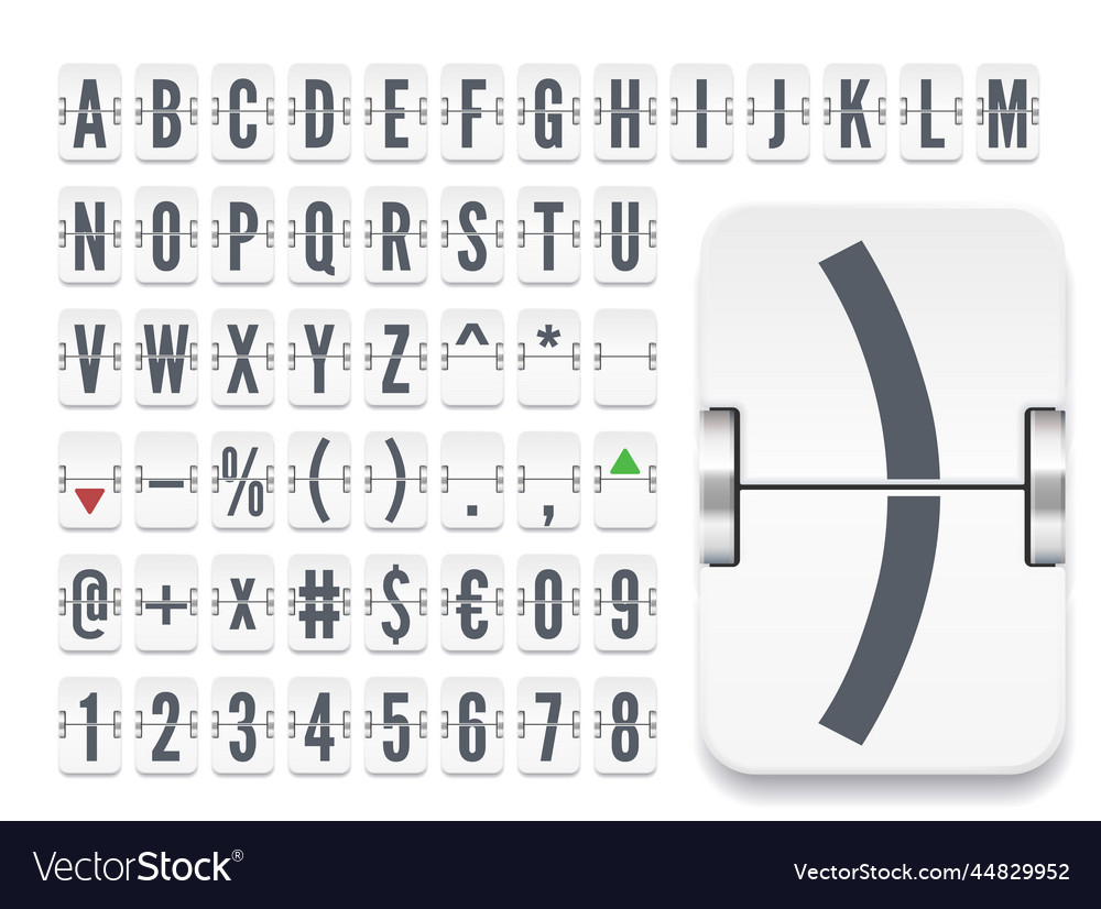 White Scoreboard Abc Font With Numbers For Stock Vector Image