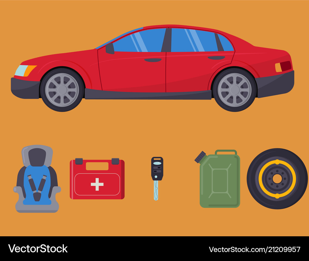 Auto transport motorist equipment Royalty Free Vector Image
