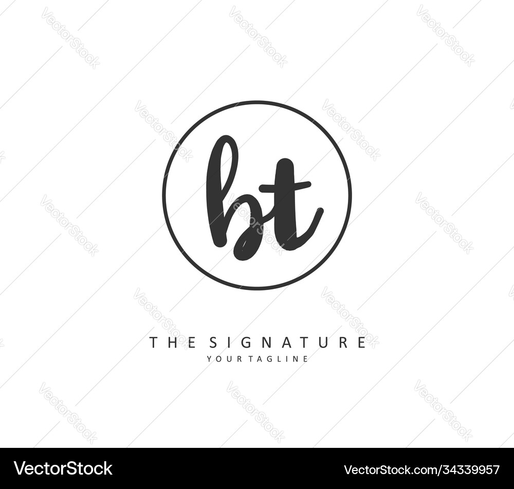 B t bt initial letter handwriting and signature Vector Image