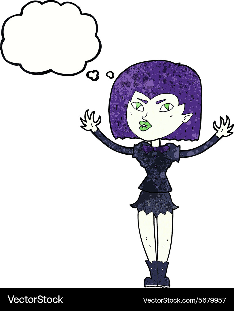 Cartoon vampire girl with thought bubble Vector Image