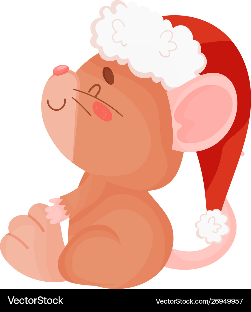 Cute brown mouse is sitting Royalty Free Vector Image