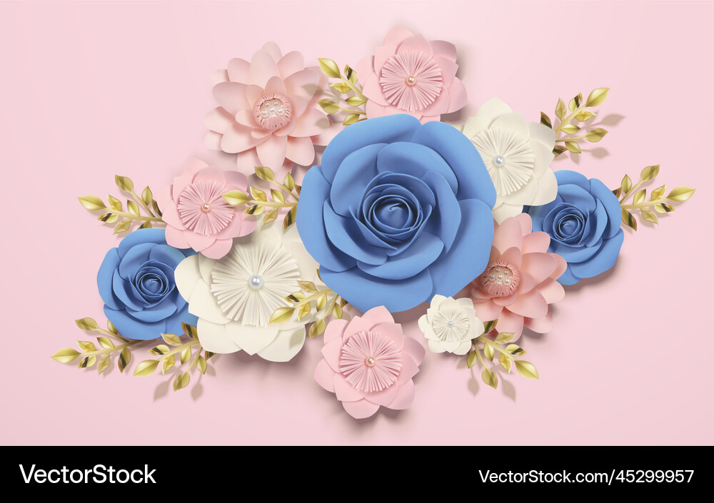 Elegant paper flowers decorations Royalty Free Vector Image