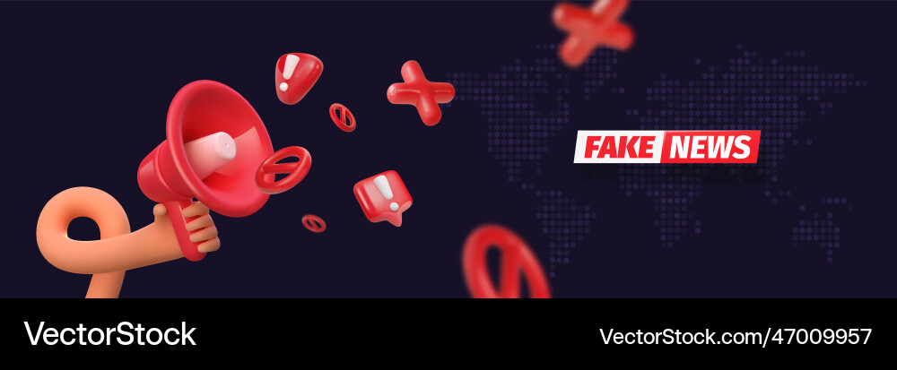 Fake news attention warning Royalty Free Vector Image