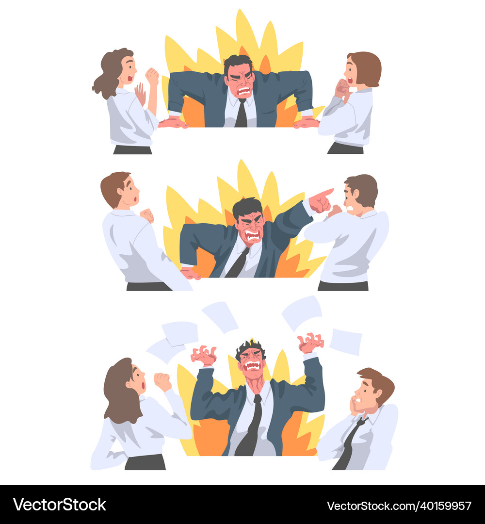 Furious chief screaming and yelling in anger Vector Image