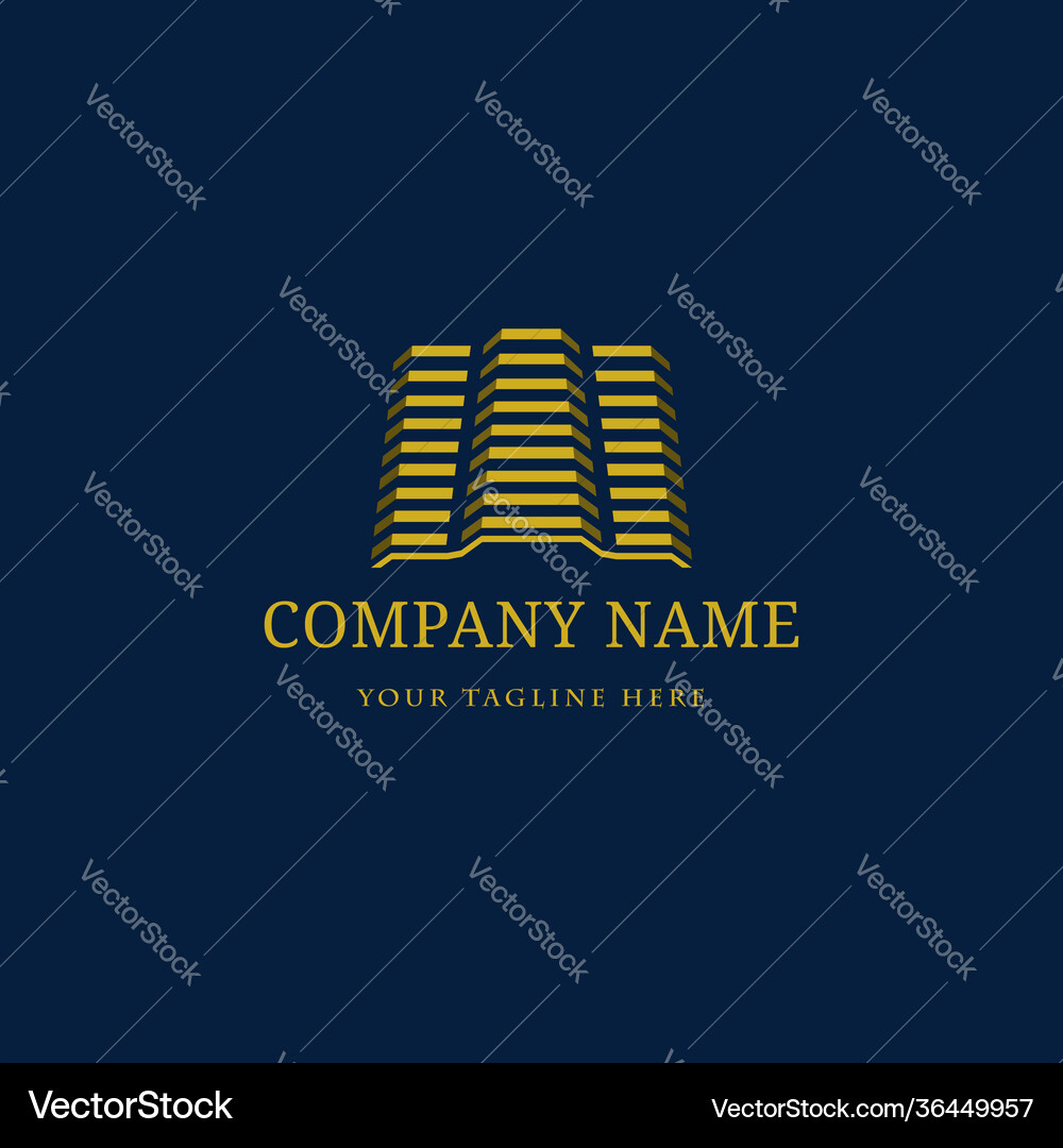 Golden building cityscape logo image Royalty Free Vector