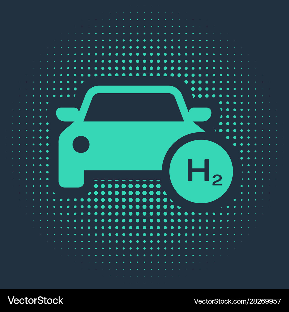 Green hydrogen car icon isolated on blue Vector Image