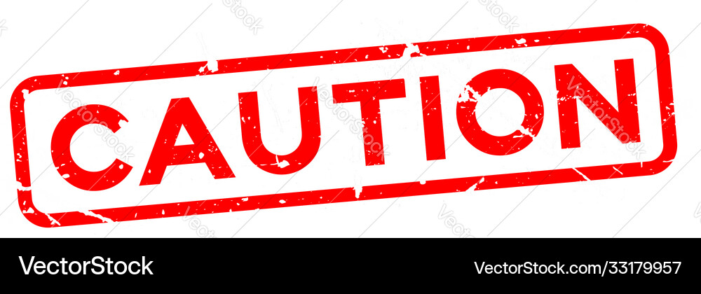 Grunge red caution word square rubber seal stamp Vector Image