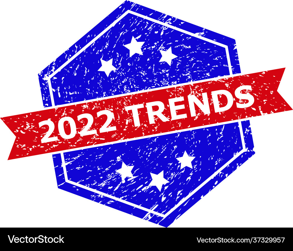 Hexagon bicolor 2022 trends rubber stamp Vector Image