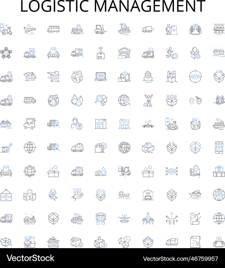 Logistic management outline icons collection Vector Image