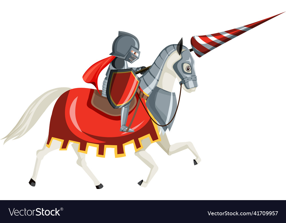 Medieval knight on horseback white background Vector Image