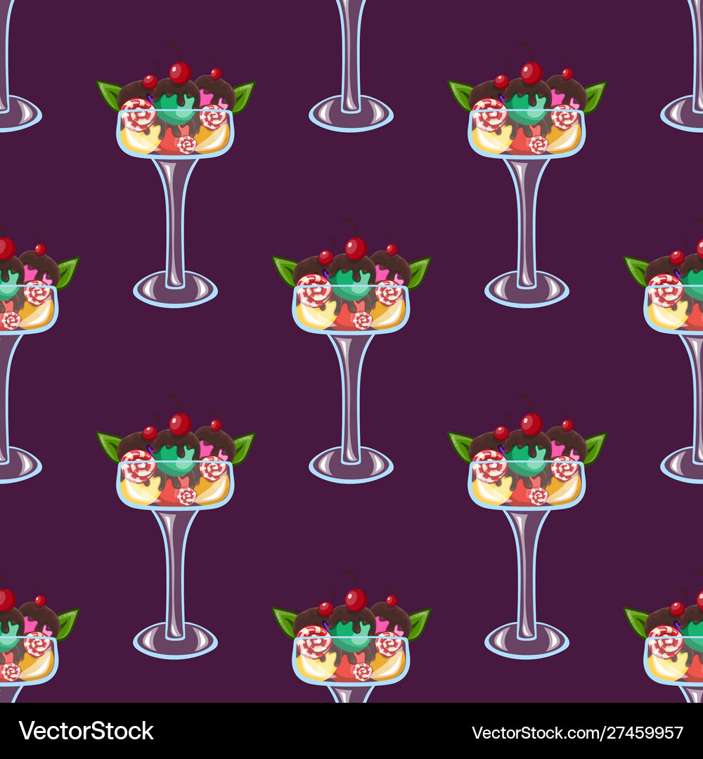 Seamless pattern with color cartoon ice-cream Vector Image