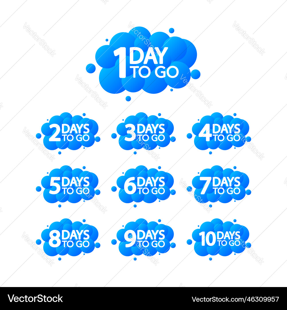 Set days to go badges countdown product Royalty Free Vector