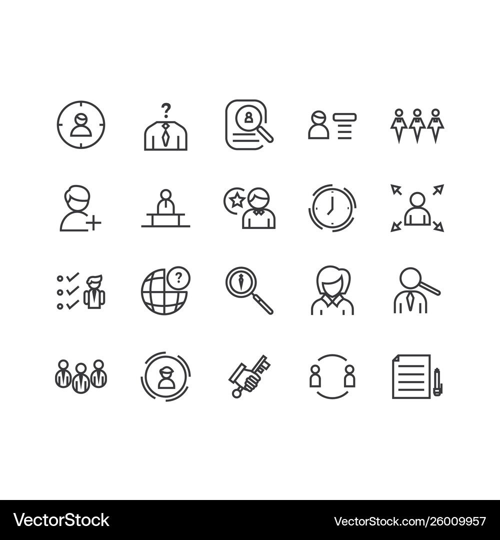 Simple set head hunting related line icons Vector Image