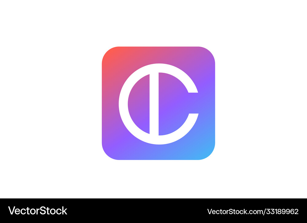 Colored blue pink c alphabet letter logo icon Vector Image