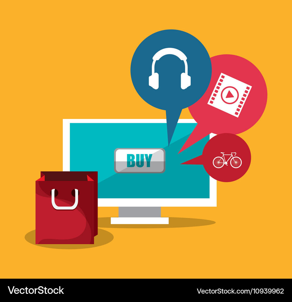 Computer and shopping online design Royalty Free Vector