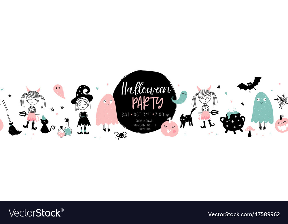 Cute hand drawn halloween design spooky Royalty Free Vector