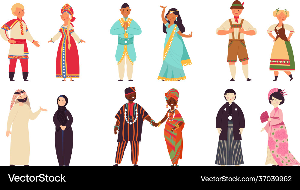 Diverse nationality people group together Vector Image