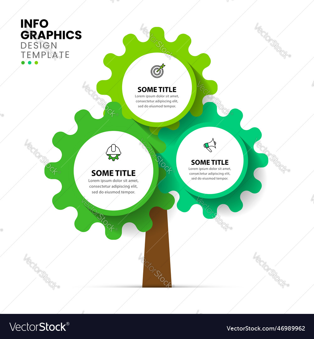 Infographic template tree with 3 steps made Vector Image