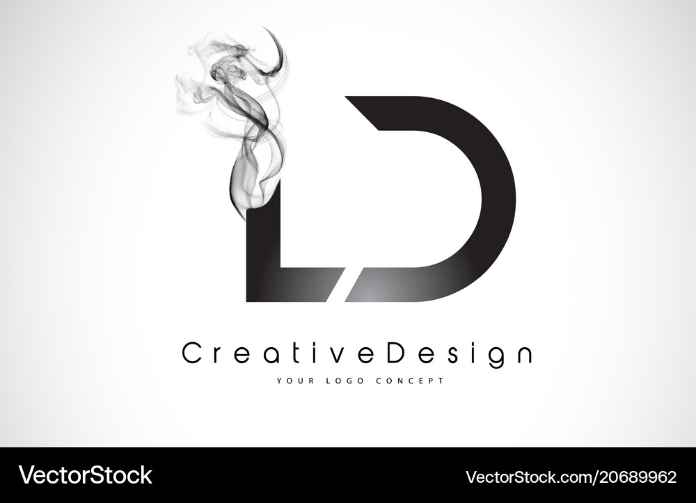 Ld letter logo design with black smoke Royalty Free Vector