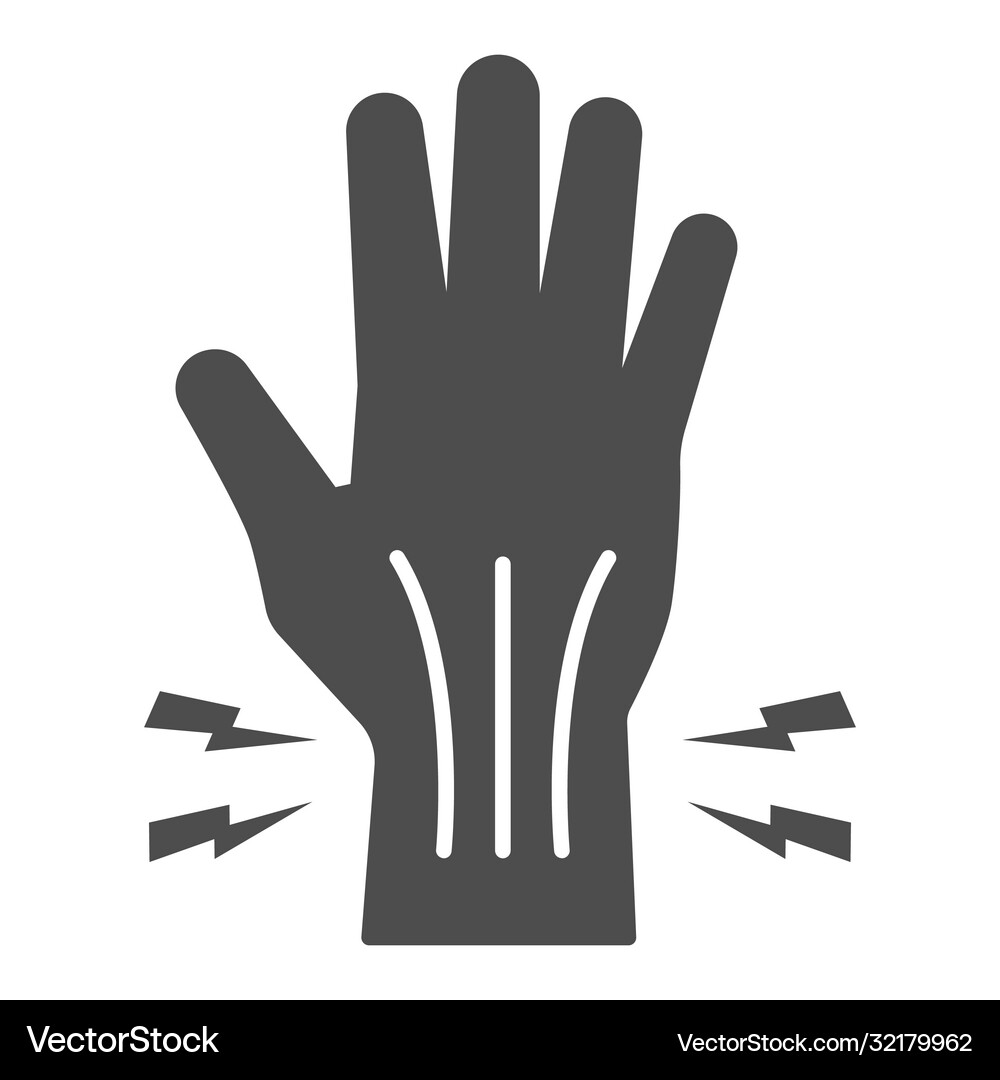 Pain in hand solid icon body concept injury Vector Image