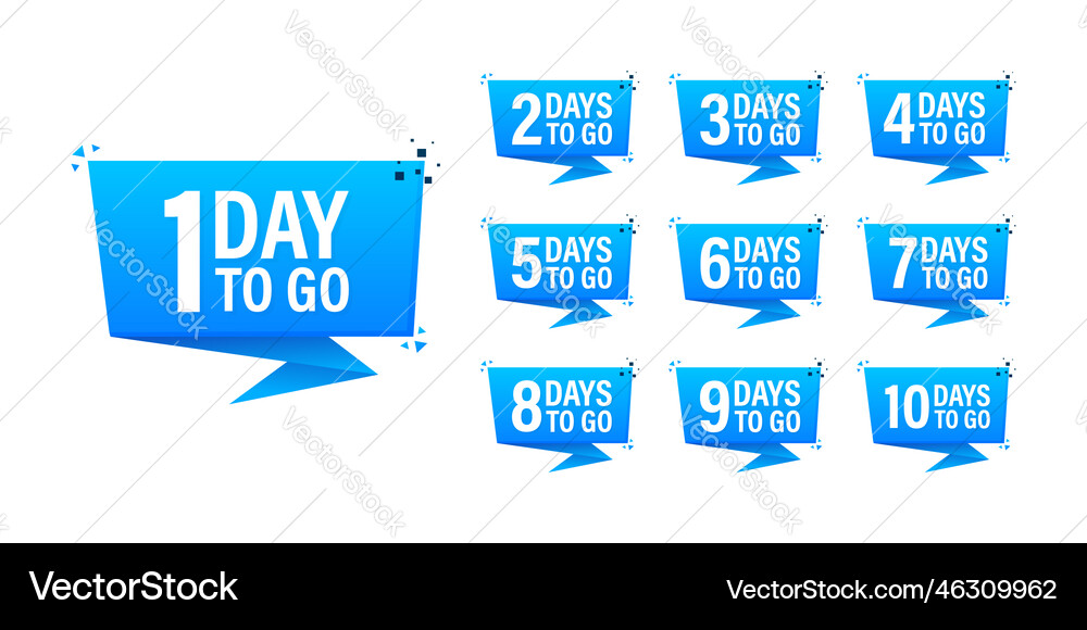 Set days to go badges countdown product Royalty Free Vector