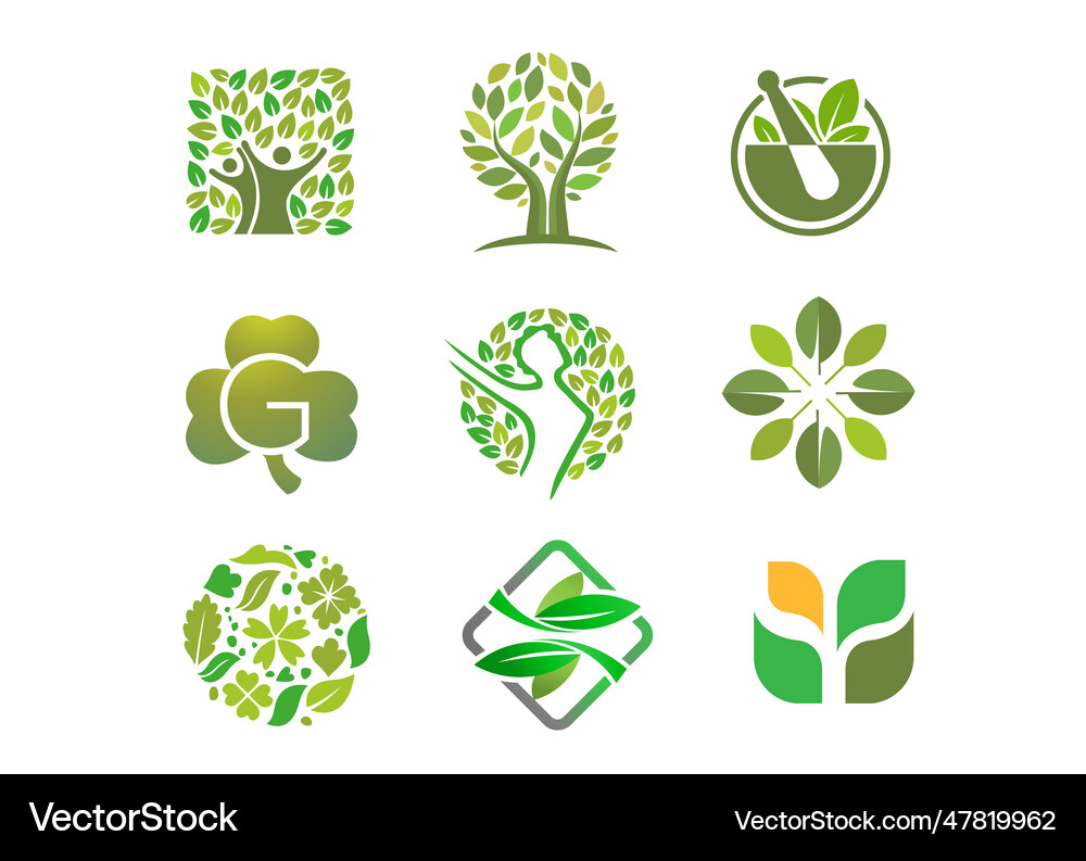 Set of people tree logo and icon template Vector Image