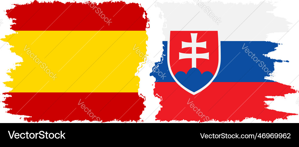 Slovakia and spain grunge flags connection Vector Image