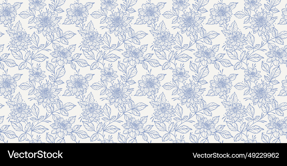 Vintage blue and white floral pattern elegant Vector Image