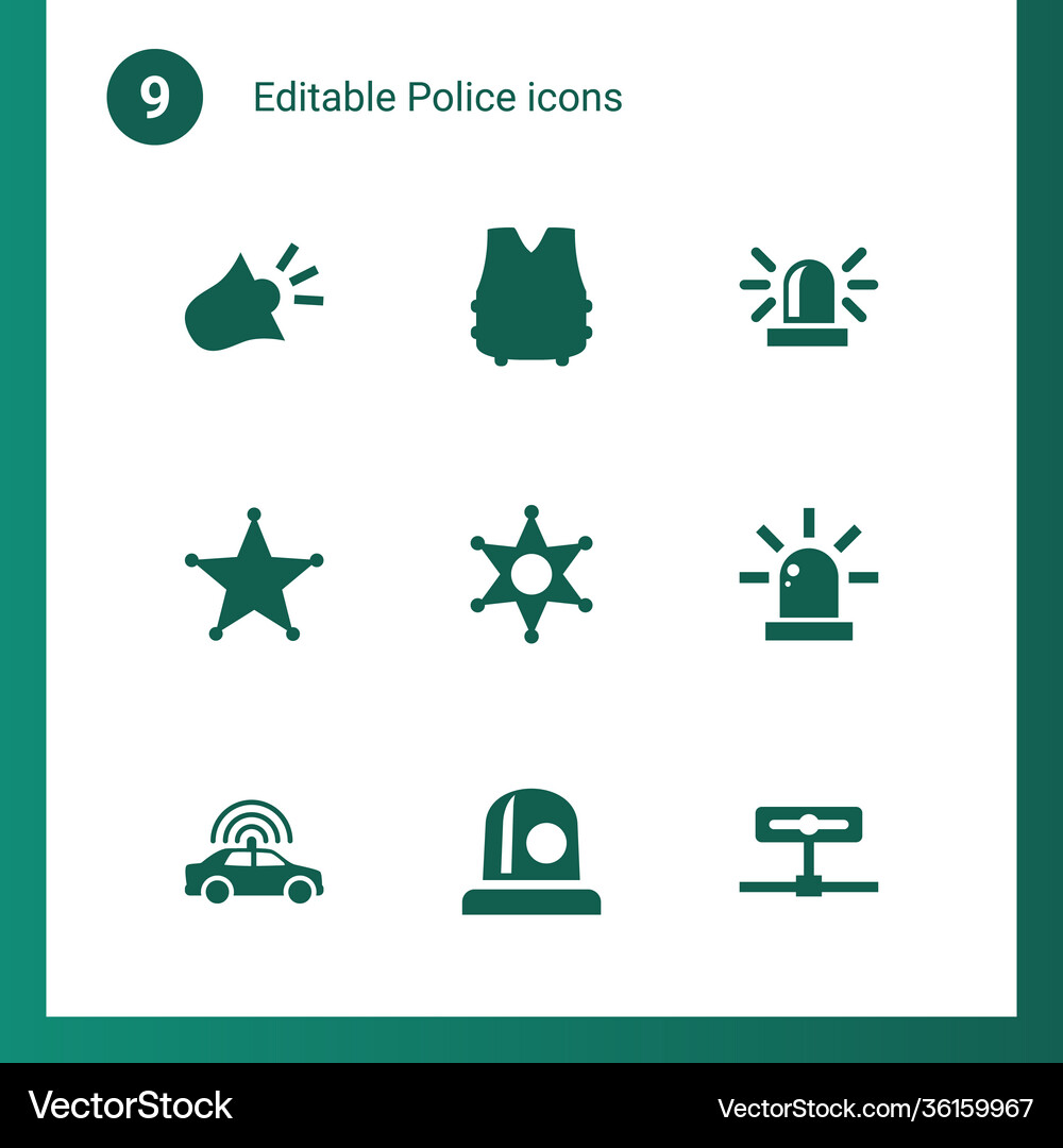 9 police icons Royalty Free Vector Image - VectorStock