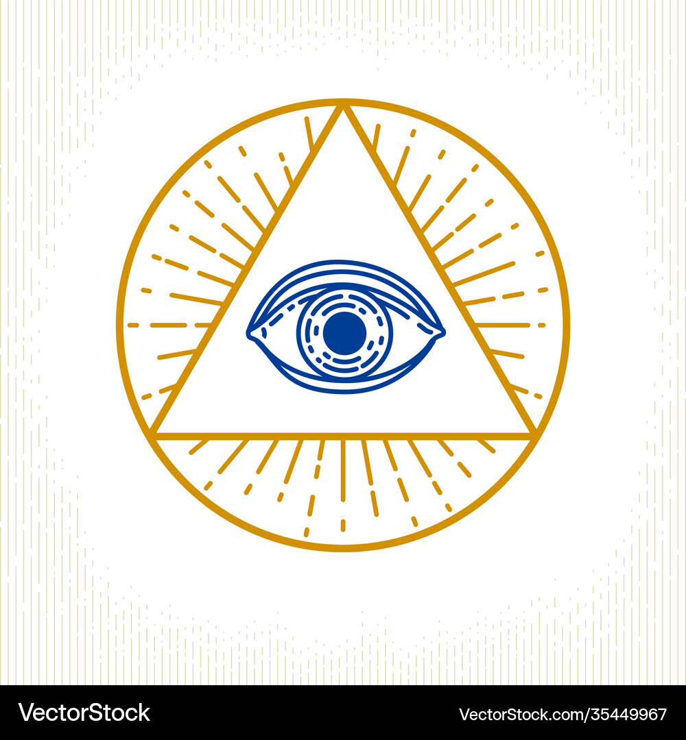 All seeing eye god in sacred geometry triangle Vector Image