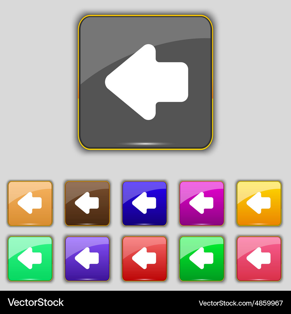 Arrow left way out icon sign set with eleven Vector Image